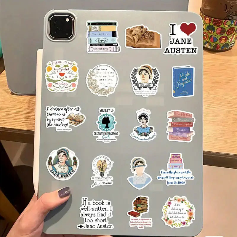 Jane Austen Stickers - Waterproof for Bottles, Laptops| Booklady Cooks