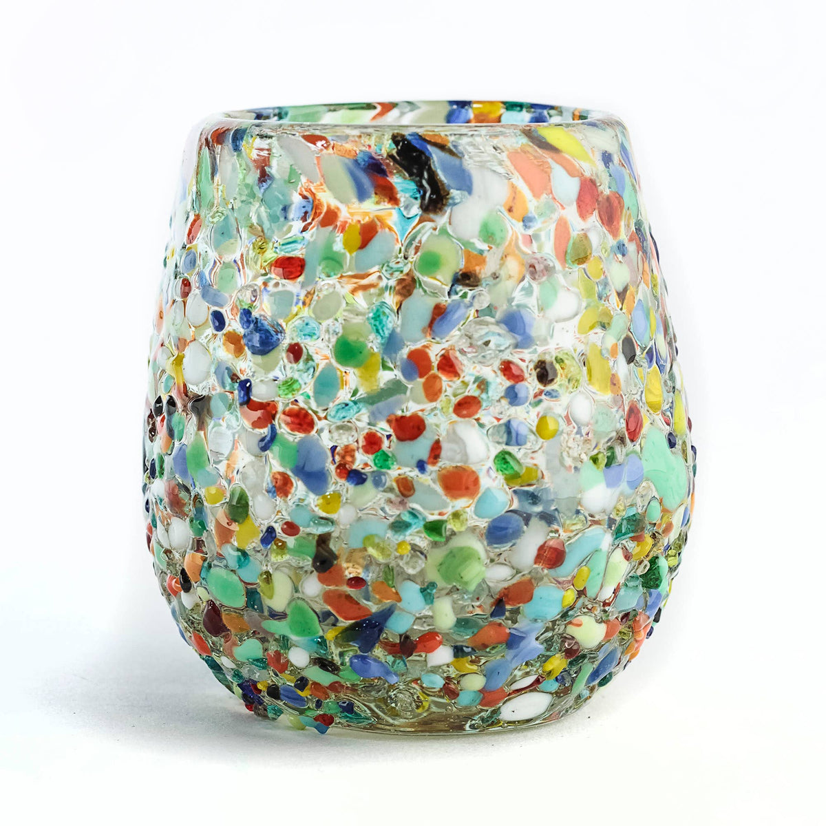 Hand Blown Shot Glasses (Set of 4) - 2 Oz (Barrel Confetti)| Booklady Cooks